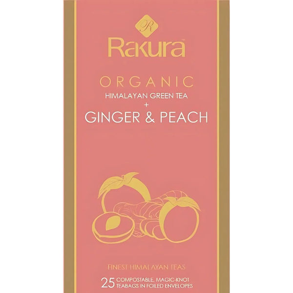 喜馬拉雅山有機綠茶+薑+桃 Rakura Organic Himalayan Green Tea + Ginger and Peach (2 ...